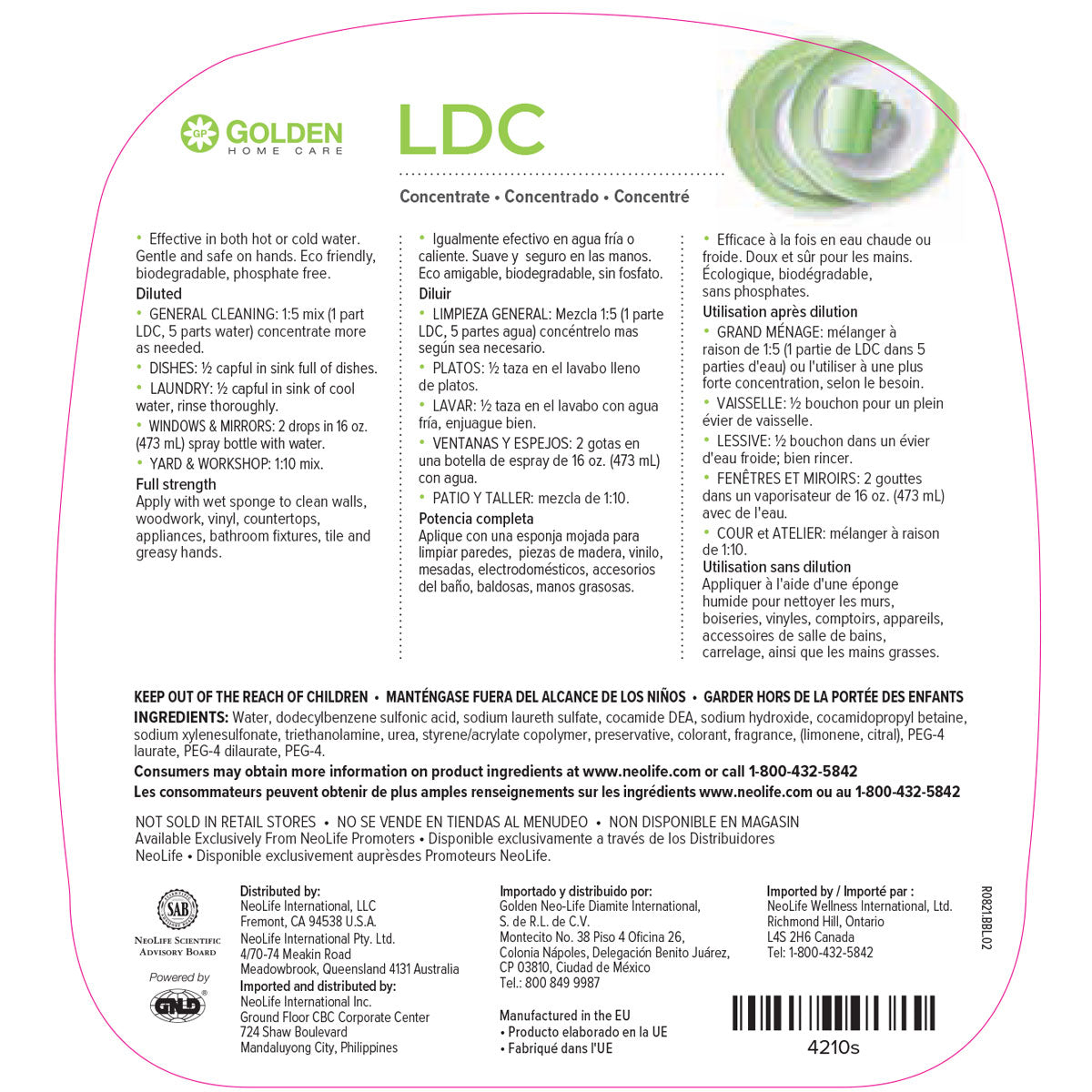 NeoLife LDC® Light Duty Cleaner - The Mildest Most Versatile Household ...